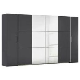 Schwebet&uuml;renschrank Rauch "Kleiderschrank Dreht&uuml;renschrank Schrank Garderobe KRONACH TOPSELLER", graumetallic, griffleisten alu, mit 2 spiegel, B:354cm H:210cm T:59cm, Holzwerkstoff, Schr&auml;nke, Schwebet&uuml;renschrank, Kombischrank optional mit 1 oder 2 Spiegel viele B&ouml;den MADE IN GERMANY