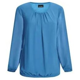 Klassische Bluse GOLDNER "Jerseybluse mit Falten-Details", Damen, Gr. 48, blau, Obermaterial: 67% Polyester PES. 30% Viskose CV. 3% Elasthan EL., Modisch, Blusen, Rundhalsausschnitt