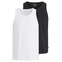Jack & Jones Muscleshirt JACK & JONES "JJEORGANIC BASIC TANKTOP 2PK MP", Herren, Gr. M, schwarz pack:schwarz, wei&szlig;, Jersey, Obermaterial: 100% Baumwolle, unifarben, normal, Rundhals, Shirts