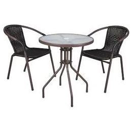 Garten-Essgruppe Vcm "3-tlg. Bistroset Balkon Stuhl Tisch Set Braun", braun (braun,), Obermaterial: 100% Kunststoff plastic., Sitzm&ouml;bel-Sets