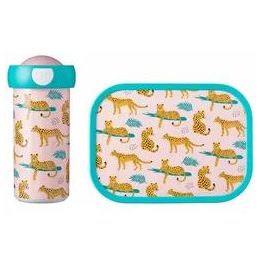 Lunchbox Mepal "Brotdose + Verschlussbecher Campus 300 ml + 700 ml 2er Set", beige (leopard), Lebensmittelaufbewahrungsbeh&auml;lter, Lunchbox