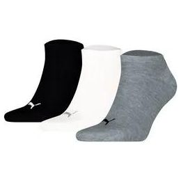 Sneakersocken Puma "Socken Sneaker Plain 3P 3er Pack", Damen, Gr. 43-46, bunt (schwarz, wei&szlig;, grau), Obermaterial: 66% Baumwolle CO. 18% Polyamid PA. 14% Polyester PES. 2% Elasthan EL., Socken Sneakersocken