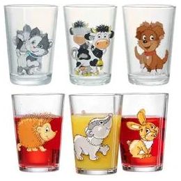 Ritzenhoff & Breker Kinderbecher RITZENHOFF & BREKER "Kindergl&auml;ser Hof- und Waldtiere 205 ml 6er Set bunt", bunt, Glas, Trinkgef&auml;&szlig;e, Kinderbecher