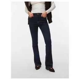 V&eacute;ro Moda Bootcut-Jeans VERO MODA "VMFLASH MR FLARED JEANS LI3190 NOOS", Damen, Gr. S, L&auml;nge 30, dunkelblau denim detail:rinse, Denim/Jeans, Obermaterial: 91% Baumwolle, 7% Elastomultiester, 2% Elasthan, unifarben, skinny fit lang, Jeans, Baumwollmischung, flared fit, regular waist