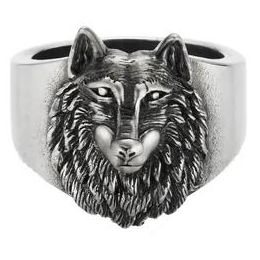 CAI Fingerring CA&Iuml; "925/- Sterling Silber oxidiert Wolf Europa" Gr. 64, silbergrau, Fingerringe, Herren, 064 (20,4), Silber 925 (Sterlingsilber), Fingerring