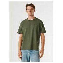 T-Shirt Pepe Jeans "CONTRAST CONNOR", Herren, Gr. M, olive gr&uuml;n, Jersey, Obermaterial: 100% Baumwolle, unifarben, regular fit h&uuml;ftbedeckend, Rundhals, abgesteppte Kante, Shirts T-Shirt, mit Rundhals und gesticktem Logo