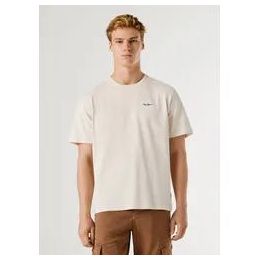 T-Shirt Pepe Jeans "CONTRAST CONNOR", Herren, Gr. L, ivory wei&szlig;, Jersey, Obermaterial: 100% Baumwolle, unifarben, regular fit h&uuml;ftbedeckend, Rundhals, abgesteppte Kante, Shirts T-Shirt, mit Rundhals und gesticktem Logo