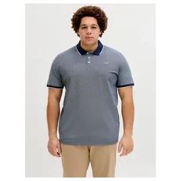 Jack & Jones PlusSize Poloshirt "JPRBLUALVES SS POLO PLS", Herren, Gr. 4XL, maritime blau detail:melange, Jersey, Obermaterial: 50% Baumwolle, 50% Polyester, JACK & JONES PLUSSIZE, meliert, regular fit normal, ohne Ausschnitt, Shirts
