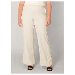 Stoffhose Base Level Curvy "Lori", Damen, Gr. 48, L&auml;nge 32, sand, Web, Obermaterial: 75% Polyamid, 25% Elasthan, lang, Hosen Stoffhose, Sommerhose mit Stetch und leichtem Schlag