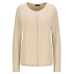 Strickjacke GOLDNER "Cardigan aus Baumwolle, Rundhals", Damen, Gr. 40, beige, Obermaterial: 100% Baumwolle CO., Modisch, Strickjacken Strickjacke, Piqu&eacute;-Optik