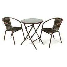 Garten-Essgruppe Vcm "3-tlg. Bistroset Balkon Stuhl Tisch Set Braun", braun (braun,), Obermaterial: 100% Metall MT., Sitzm&ouml;bel-Sets