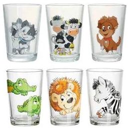 Ritzenhoff & Breker Kinderbecher RITZENHOFF & BREKER "Kindergl&auml;ser Hof- und Zootiere 205 ml 6er Set bunt", bunt, Glas, Trinkgef&auml;&szlig;e, Kinderbecher