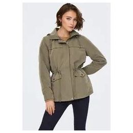 Parka Only "ONLNEWSTARLINE SPRING JACKET CC OTW", Damen, Gr. S, stone gray, Web, Obermaterial: 92% Polyester, 8% Nylon, unifarben, h&uuml;ftlang, Jacken Parka, mit durchgehendem und verdecktem Rei&szlig;verschluss