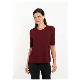 T-Shirt Seidel Moden, Damen, Gr. 48, rot (bordeaux), Jersey, Obermaterial: 94% Viskose, 6% Elasthan, unifarben, Basic, figurumspielend h&uuml;ftlang, Rundhals, abgesteppte Kante, Shirts T-Shirt, mit Rundhalsausschnitt, MADE IN GERMANY