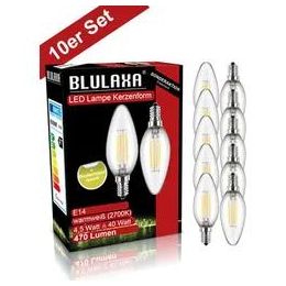 Blulaxa LED-Filament "Retro Multi", Energieeffizienz: F (A-G), transparent, L:9,6cm &Oslash;:3,5cm, Leuchtmittel, 10er-Set, Promotion-Pack Kerzenform, Filament, klar, LEDLeuchtmittel