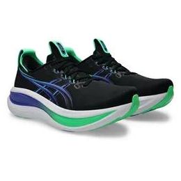 Laufschuh asics "GEL-NIMBUS 28", Herren, Gr. 42, schwarz, cobalt burst, Synthetik, Schuhe Laufschuh, mit Knit-Obermaterial, mit FF BLAST PLUS D&auml;mpfung