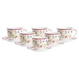 Ritzenhoff & Breker Tasse RITZENHOFF & BREKER "Milchkaffee Tassen mit Untertassen Shanti 350 ml 6er Set bunt", bunt, 12 tlg., Porzellan, Trinkgef&auml;&szlig;e, Tasse