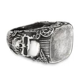 CAI Fingerring CA&Iuml; "925/- Sterling Silber matt-oxidiert Totenkopf" Gr. 58, silbergrau, Fingerringe, Herren, 058 (18,5), Silber 925 (Sterlingsilber), Fingerring
