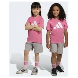 Trainingsanzug Adidas SPORTSWEAR "LK BL T-SET 160", Jungen, Gr. 122, pnkfus, wei&szlig;, Obermaterial: 100% Baumwolle, Sportanz&uuml;ge Trainingsanzug, f&uuml;r Kinder, zweiteilig, aus Baumwolle