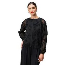 Chiffonbluse Zero "Damen mit Blumenmuster", Damen, Gr. 36, schwarz beauty, Chiffon, Obermaterial: 100% Polyester, durchscheinend, festlich, figurbetont normal, Rundhals, weit B&uuml;ndchen mit Gummizug, Blusen Chiffonbluse