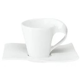 Villeroy & Boch Tasse VILLEROY & BOCH "Espressotasse mit Untertasse NewWave 80 ml wei&szlig;", wei&szlig;, 1 tlg., Porzellan, Trinkgef&auml;&szlig;e, Tasse