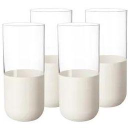 Villeroy & Boch Longdrinkglas VILLEROY & BOCH "Longdrinkbecher Manufacture Rock 300 ml 4er Set wei&szlig;-transparent", bunt (wei&szlig;, transparent), Glas, Trinkgef&auml;&szlig;e