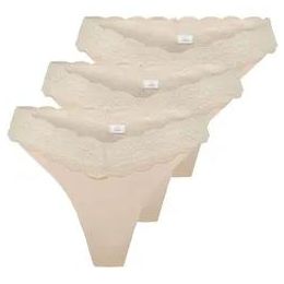 String Only "String ONLCHLOE LACE THONG 3er Pack", Damen, Gr. M, beige, Obermaterial: 75% Polyamid PA. 25% Elasthan EL., Unterhosen String
