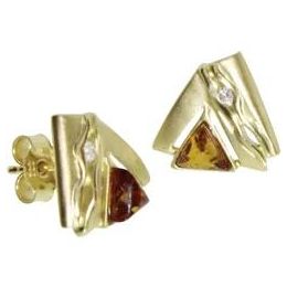 Paar Ohrstecker OSTSEE-SCHMUCK "- Benita - Gold 333/000 - Bernstein/Zirk." Gr. 12, gold (gold 333, goldfarben, gelb), Ohrringe, Damen, Gelbgold 333