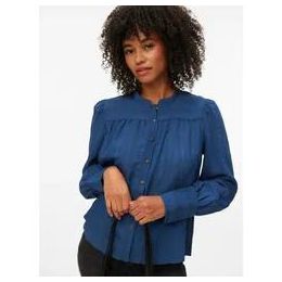 V&eacute;ro Moda Hemdbluse VERO MODA "VMISELLE L/S SHIRT WVN BTQ", Damen, Gr. M, schwarz denim, Web, Obermaterial: 80% Viskose, 20% Nylon, unifarben, regular fit normal, Blusen Hemdbluse, lange B&uuml;ndchen, Ton-in Ton Streifenmuster