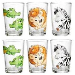Ritzenhoff & Breker Kinderbecher RITZENHOFF & BREKER "Kindergl&auml;ser Dschungeltiere 205 ml 6er Set bunt", bunt, 6 tlg., Glas, Trinkgef&auml;&szlig;e, Kinderbecher