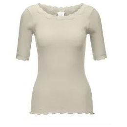 Madeleine Mode Kurzarmshirt MADELEINE "Shirt Shirt mit Spitze", Damen, Gr. 44, rosa (puderros&eacute;), Obermaterial: 93% Baumwolle CO. 7% Elasthan EL., Modern, normal, Shirts