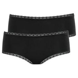 Panty LISCA "2er Pack Damen Panty Ines", Damen, Gr. 38, schwarz, Spitze, Obermaterial: 95% Baumwolle CO. 5% Elasthan EL., Unterhosen Panty