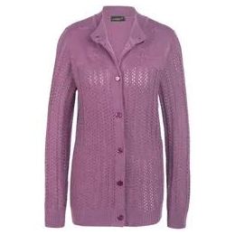 Strickjacke GOLDNER "Ajourstrickjacke", Herren, Gr. 40, lila (hortensie, melange), Obermaterial: 100% Polyacryl PAN., eng Rippe, Strickjacken Strickjacke, H&uuml;bsche Strickbl&uuml;ten mit gl&auml;nzenden Zierperlen