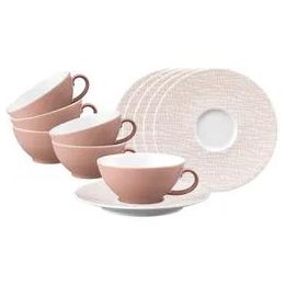 Tasse Seltmann Weiden "Teetassen mit Untertassen Life Fashion 140 ml 6er Set", rosa (posh rose), 12 tlg., Porzellan, Trinkgef&auml;&szlig;e, Tasse