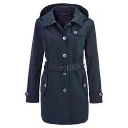 Kurzjacke GOLDNER "Kurzmantel im Trenchcoat-Stil", Damen, Gr. 46, blau (marine), Obermaterial: 47% Polyester PES. 44% Baumwolle CO. 9% Polyamid PA., Sonstiges, Jacken Kurzjacke, Trenchcoatdetails
