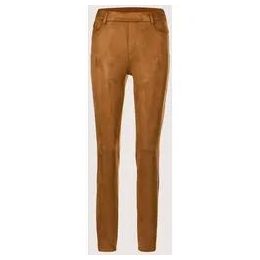 Madeleine Mode Stoffhose MADELEINE "Jeggings Slim Fit Hose in Veloursleder-Optik", Damen, Gr. 20, N + K Gr, braun (nussbraun), Obermaterial: 95% Polyester PES. 5% Elasthan EL., Modern, Hosen Stoffhose