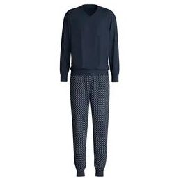 Schlafanzug Calida "Pyjama Relax Streamline Pyjama", Herren, Gr. L, bunt (blau), Obermaterial: 100% Baumwolle CO., Homewear-Sets Schlafanzug