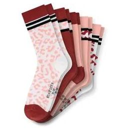Kurzsocken Schiesser "Socken Legwear Teens 5er Pack", Kinder, Gr. 39-42, rot (rot, rosa, wei&szlig;), Obermaterial: 75% Baumwolle CO. 24% Polyamid PA. 1% Elasthan EL., Socken