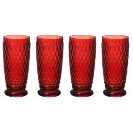 Villeroy & Boch Longdrinkglas VILLEROY & BOCH "Longdrinkgl&auml;ser Boston Coloured 400 ml 4er Set", rot, Glas, Trinkgef&auml;&szlig;e