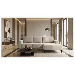Ecksofa Home Affaire "Tournon L-Form, Breite 232 cm, Breitcord", creme, B:232cm H:85cm T:152cm, 90% Polyester, 10% Nylon, Sofas, Ecksofa, Designsofa im nordischen Stil, Wellenunterfederung, Metallf&uuml;&szlig;e