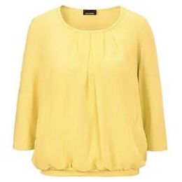 Kurzarmbluse GOLDNER "Chiffon-Shirt mit 3/4-Arm, Rundhals", Damen, Gr. 48, gelb, Obermaterial: 95% Viskose CV. 5% Elasthan EL., Casual, Sonstiges, Blusen, keine/nicht relevant