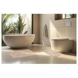 Badematte Kayoom "Badematte Lagoon 225", beige, (50cm x 40cm ) (40cm x 80cm ), 2 Stk., Polypropylen, Badematten, Badematte, Kurzflor