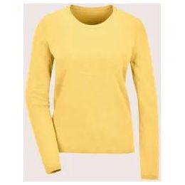 Madeleine Mode Longpullover MADELEINE "Pullover Leichtes Feinstrick-Oberteil mir Rundhals", Damen, Gr. 40/42, gold (goldgelb, melange), Obermaterial: 46% Modal CMD. 40% Polyacryl PAN. 14% Polyamid PA., Modern, Pullover Longpullover