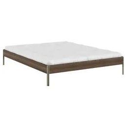 Bettgestell KARUP DESIGN "CORE BED Bodenbett, Holzrahmen, Futonbett, Jugendbett, Holzbett", carob braun, sage gr&uuml;n, B:166cm H:34cm L:206cm, Betten, Bettgestell, Massivholzbett mit Lattenrost, Kiefer massiv, Doppelbett ohne Kopfteil