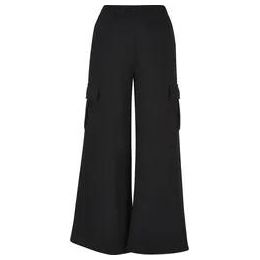 Cargohose Urban Classics "Urban Classics Damen Ladies Highwaist Wide Leg Cargo Terry Pants", Damen, Gr. S, US-Gr&ouml;&szlig;en, schwarz, 65% Baumwolle, 35% Polyester, unifarben, loose fit, Hosen Cargohose