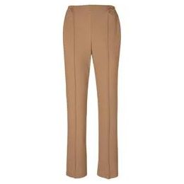Schlupfhose GOLDNER "Jersey-Schlupfhose Martha", Damen, Gr. 50, N-Gr, braun (camel), Obermaterial: 68% Viskose CV. 27% Polyamid PA. 5% Elasthan EL., Hosen Schlupfhose, Abgesteppte Biesen: wirken streckend
