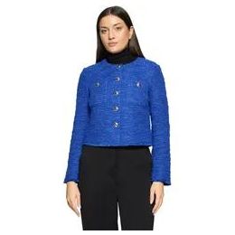 Jackenblazer Betty Barclay "Damen langarm", Damen, Gr. 48, adria blau, Boucl&eacute;, Obermaterial: 60% Baumwolle, 38% Polyester, 2% Polyester, Basic, normal normal, Rundhals, Blazer