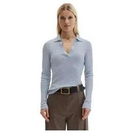 Marc O'Polo Langarm-Poloshirt MARC O'POLO "mit TENCELTM Modal", Damen, Gr. XL, grau horizon, Obermaterial: 52% Baumwolle, 48% Modal, unifarben, Basic, slim fit, Shirts