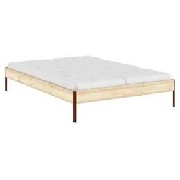 Bettgestell KARUP DESIGN "CORE BED Bodenbett, Holzrahmen, Futonbett, Jugendbett, Holzbett", raw, terra rot, B:146cm H:34cm L:206cm, Betten, Bettgestell, Massivholzbett mit Lattenrost, Kiefer massiv, Doppelbett ohne Kopfteil