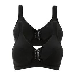 B&uuml;stenhebe bonprix "BH ohne B&uuml;gel mit Baumwolle (2er Pack)", Damen, Gr. 105, Cup D, schwarz (2x schwarz), Obermaterial: 95% Baumwolle, 5% Elasthan. Futter: 100% Baumwolle. Spitze: 88% Polyamid, 12% Elasthan, BHs B&uuml;stenhebe, im praktischen Zweierpack, mit Haken-&Ouml;sen-Verschluss